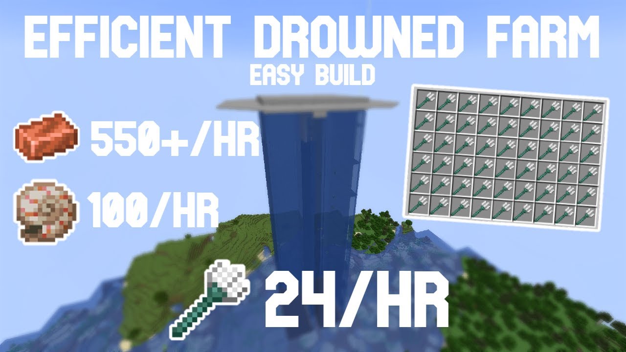 Drowned Farm Minecraft 1.21 AFK Trident Farm For Bedrock Edition