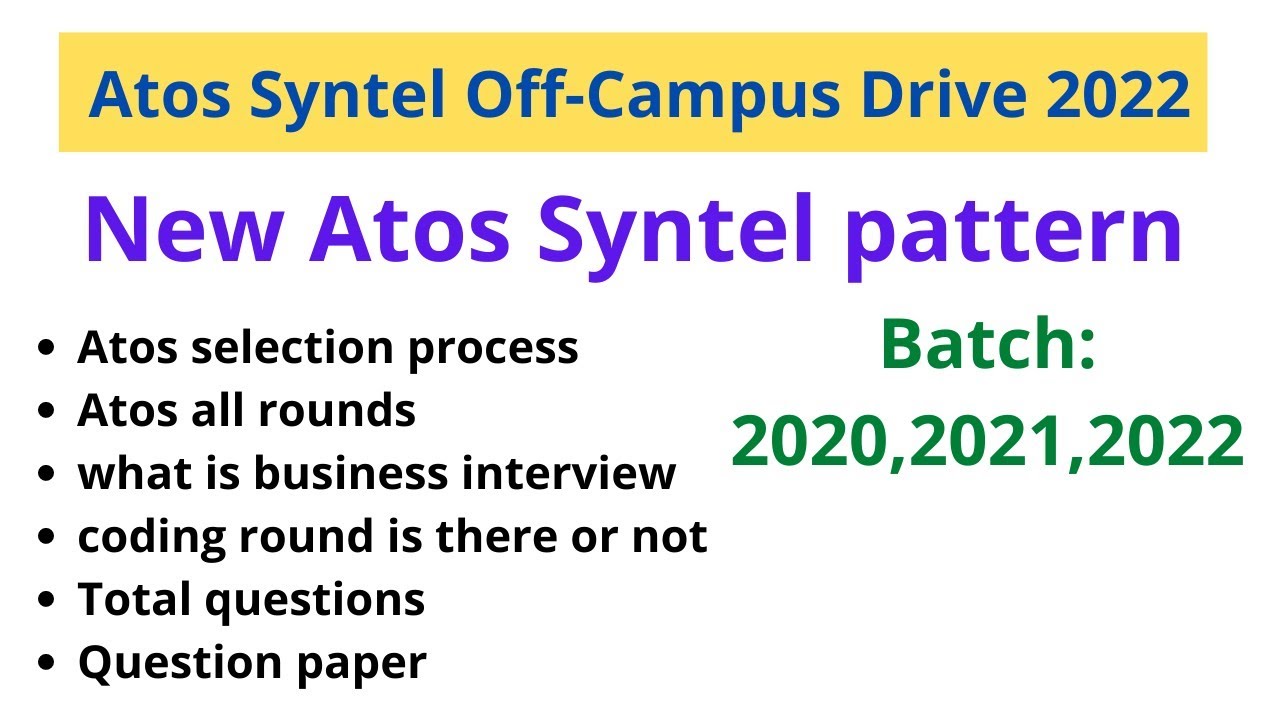 Atos Syntel new pattern & selection process| Atos Syntel Off-Campus ...