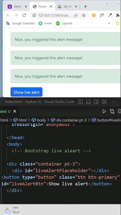 Bootstrap Tutorial for beginners: Bootstrap Live Alert #bootstrap #html #css #javascript - YouTube