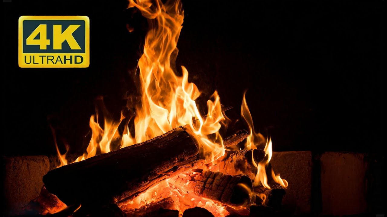 🔥 FIREPLACE Ultra HD 4K. Fireplace with Crackling Fire Sounds ...