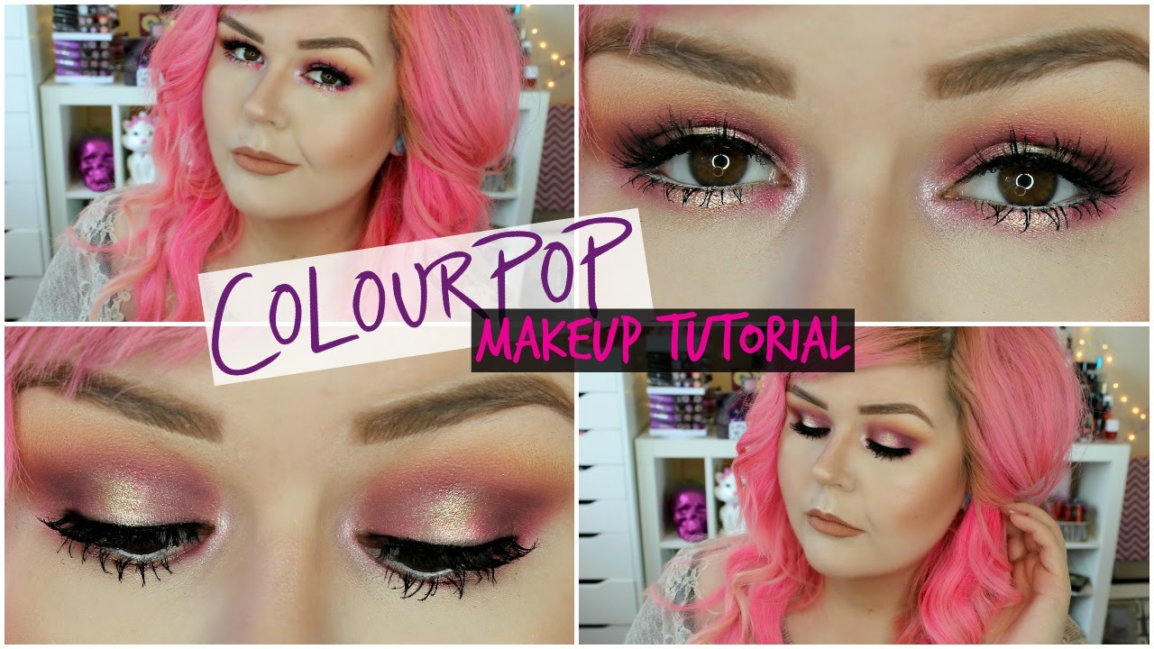 Colourpop Makeup Tutorial | Raspberry Glittery Halo Eye - YouTube