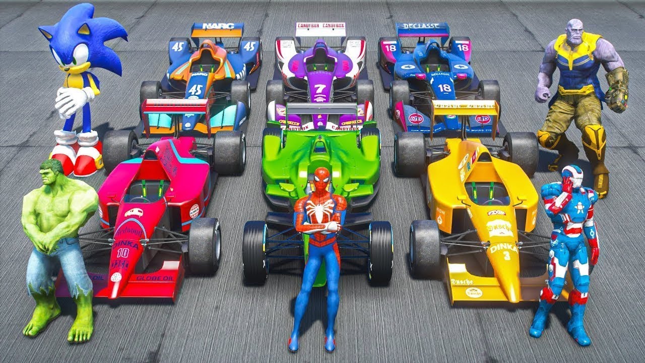 ALL SUPERHEROES Racing Car Challenge - YouTube