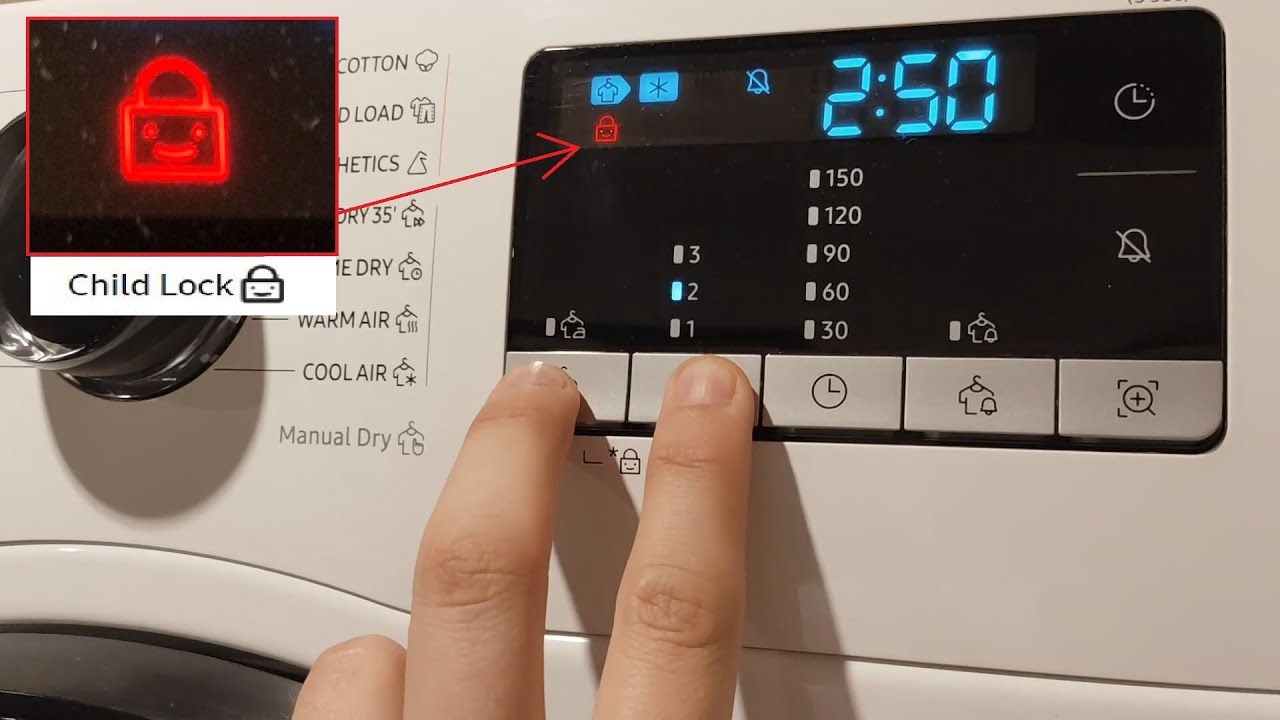 How to UNLOCK Samsung Dryer Key & Child LOCK - YouTube