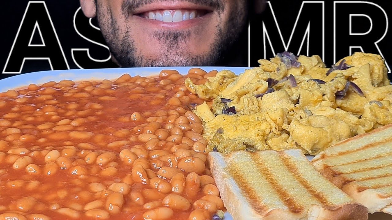 ASMR BAKED BEANS w/ SCRAMBLED EGGS (EATING SOUNDS) NO TALKING MUKBANG ...