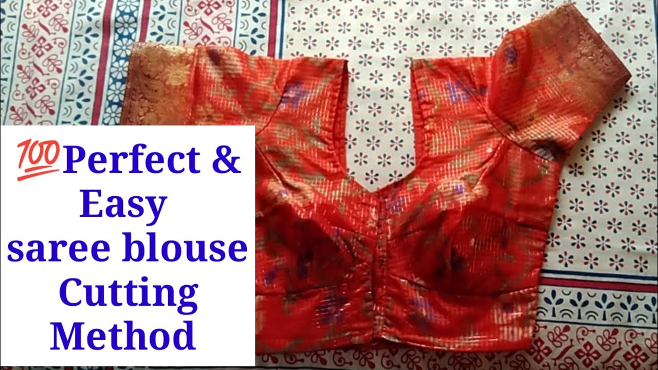 saree blouse cutting and stiching/very simple saree blouse cutting/easy blouse cutting method ...