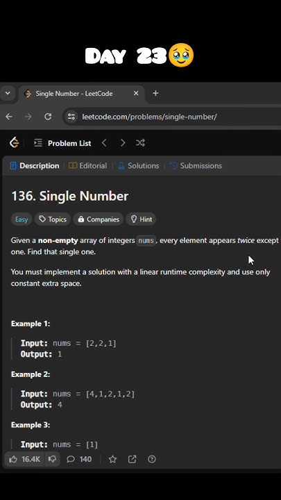 Leetcode 136 Single Number 100daysofcode Leetcodechallenge Leetcodesolutionjavaprogramming 