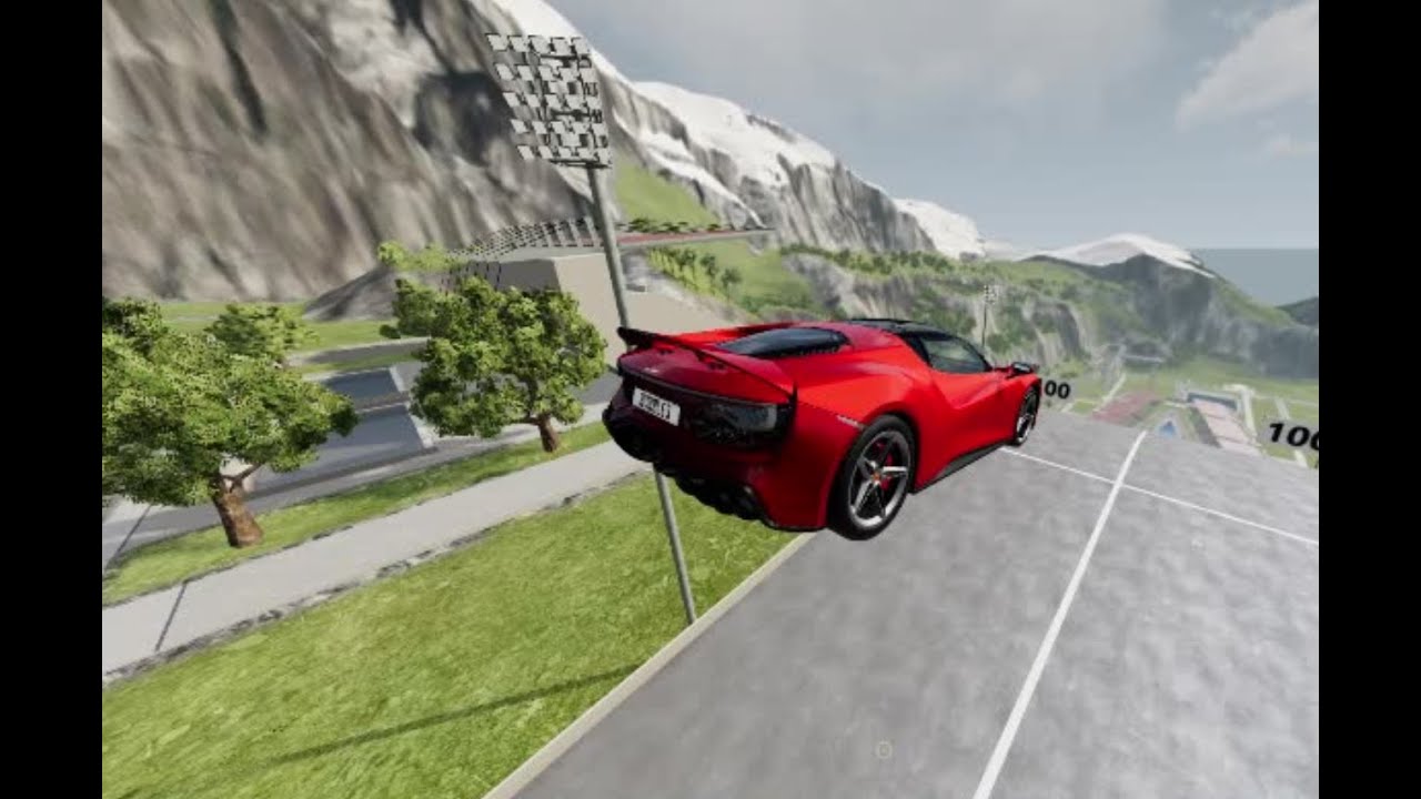 Cars fly off the ramp in BeamNG (600 sub special) - YouTube