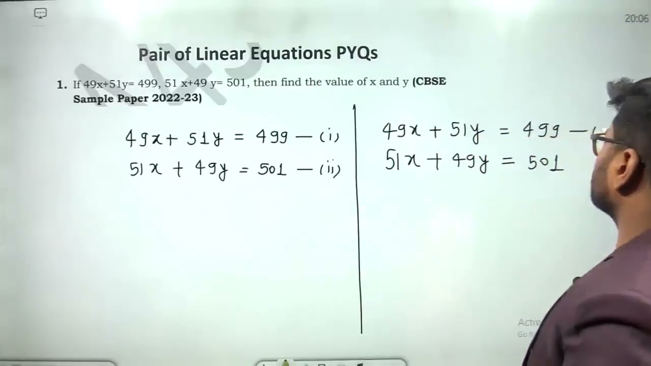 1 If 49x 51y 499 51 X 49 Y 501 Then Find The Value Of X And Y 1 If 49x 51y 499 51 X 49 Y 501 Then Find The Value Of X And Y