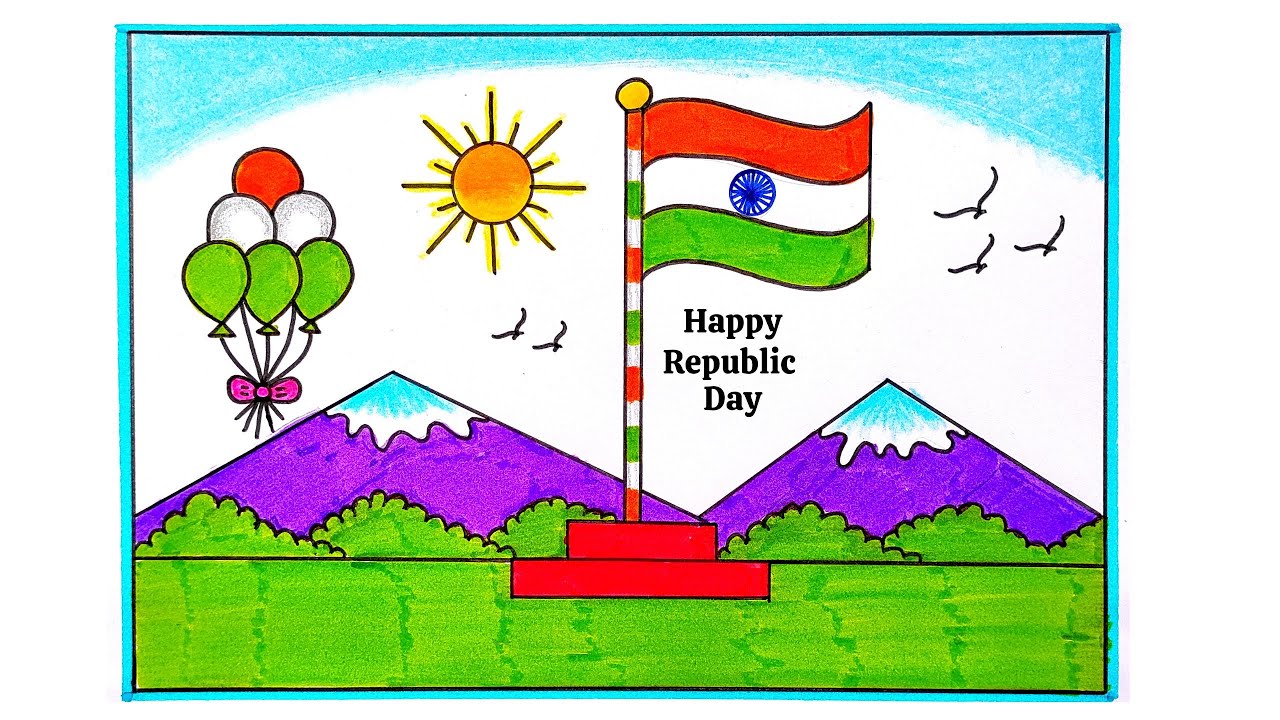 Republic Day Drawing | How to Draw Republic Day Poster Easy Step By ...