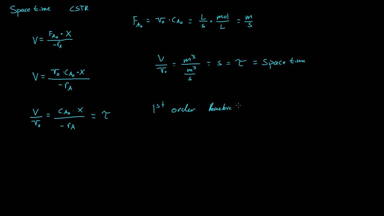 Space Time - CSTR - 1st order reaction - YouTube