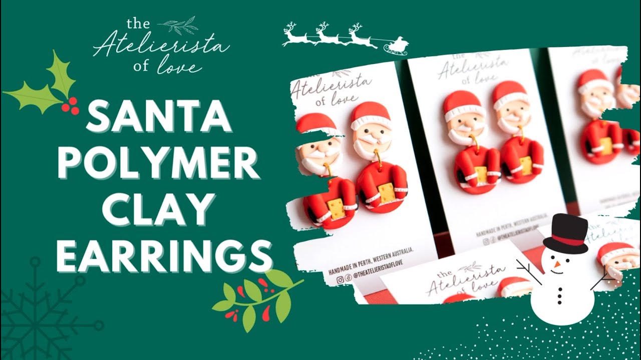 How To Make Santa Polymer Clay Earrings | Christmas Santa Earrings ...