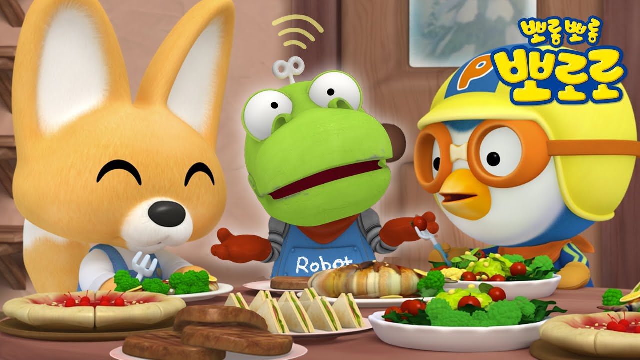 뽀로로 이야기 주말에 몰아보는 뽀로로 인기 에피소드 욕심쟁이 크롱로봇이 음식을 다 먹어치운다 뽀로로 3시간 이어