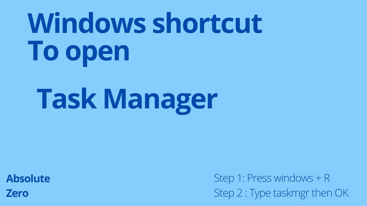 Windows Task Manager Using run (Windows + R) shortcut - YouTube