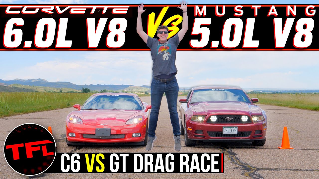 $25,000 Challenge: Ford Mustang vs Chevy Corvette Drag Race & Roll Race ...
