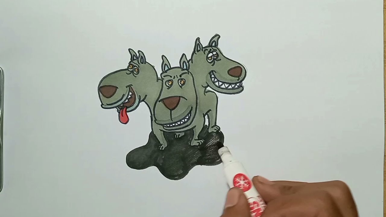 How to Draw Cerberus (Kerberos) Step by Step - YouTube
