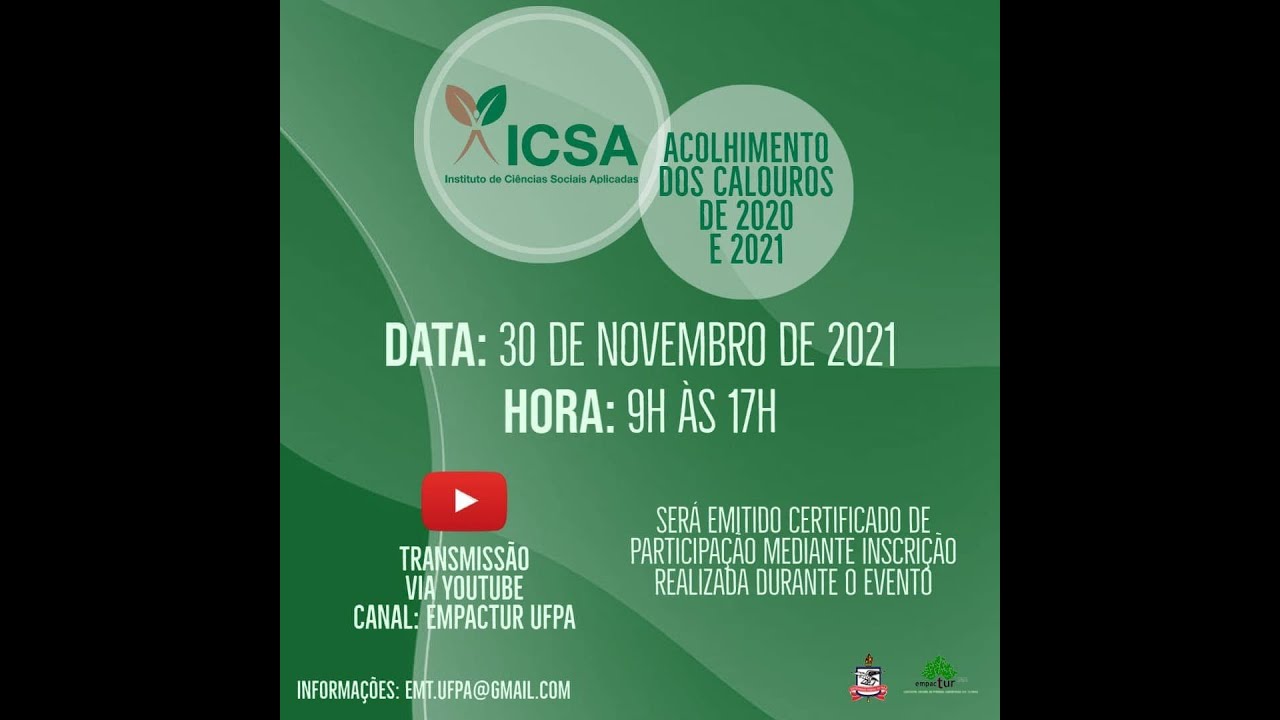Acolhimento dos Calouros de 2020 e 2021 do ICSA. - YouTube