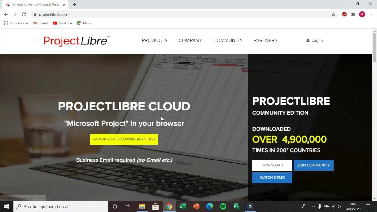 TUTORIAL 01 DESCARGA GRATUITA PROJECTLIBRE - YouTube