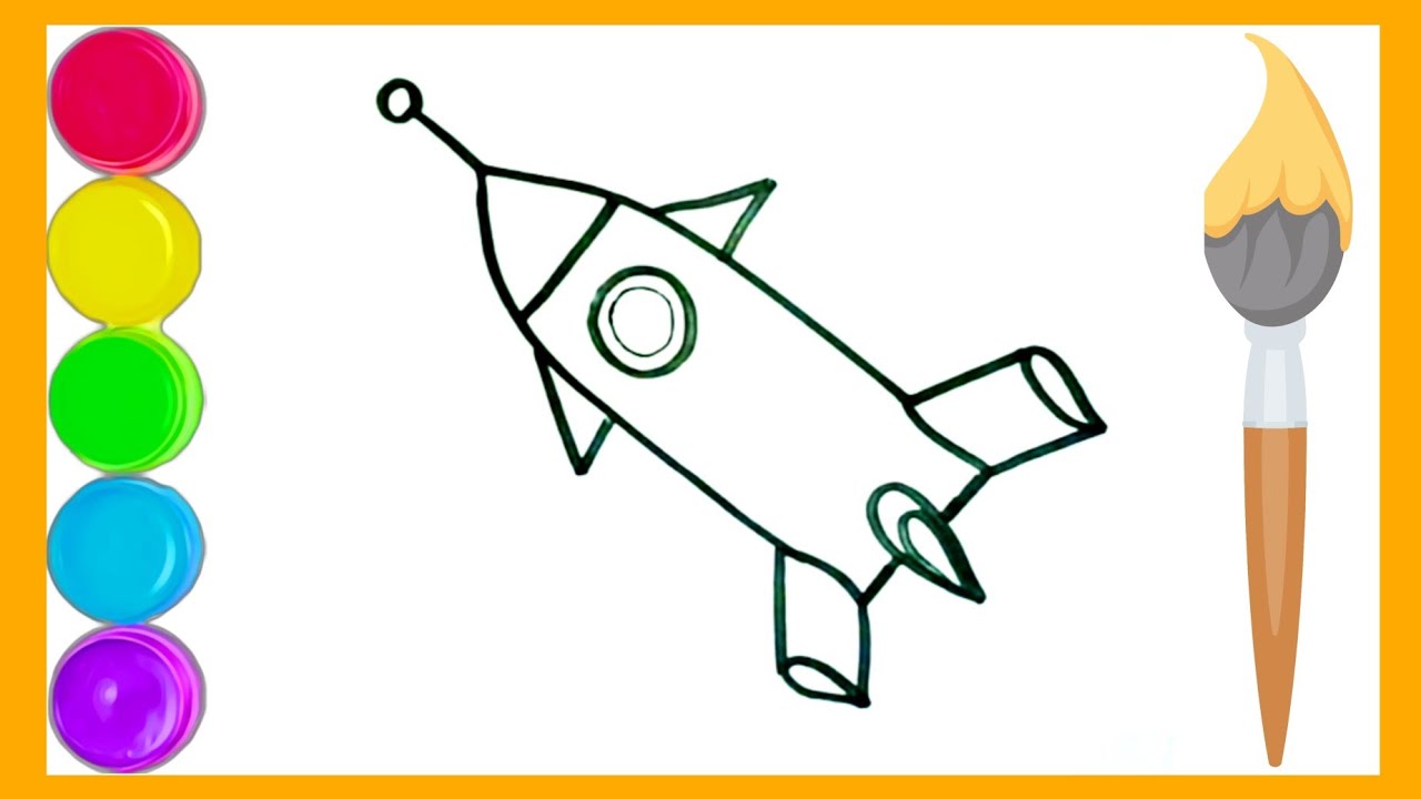 how to draw a rocket easy | easy rocket drawing for kids and toodlers ...
