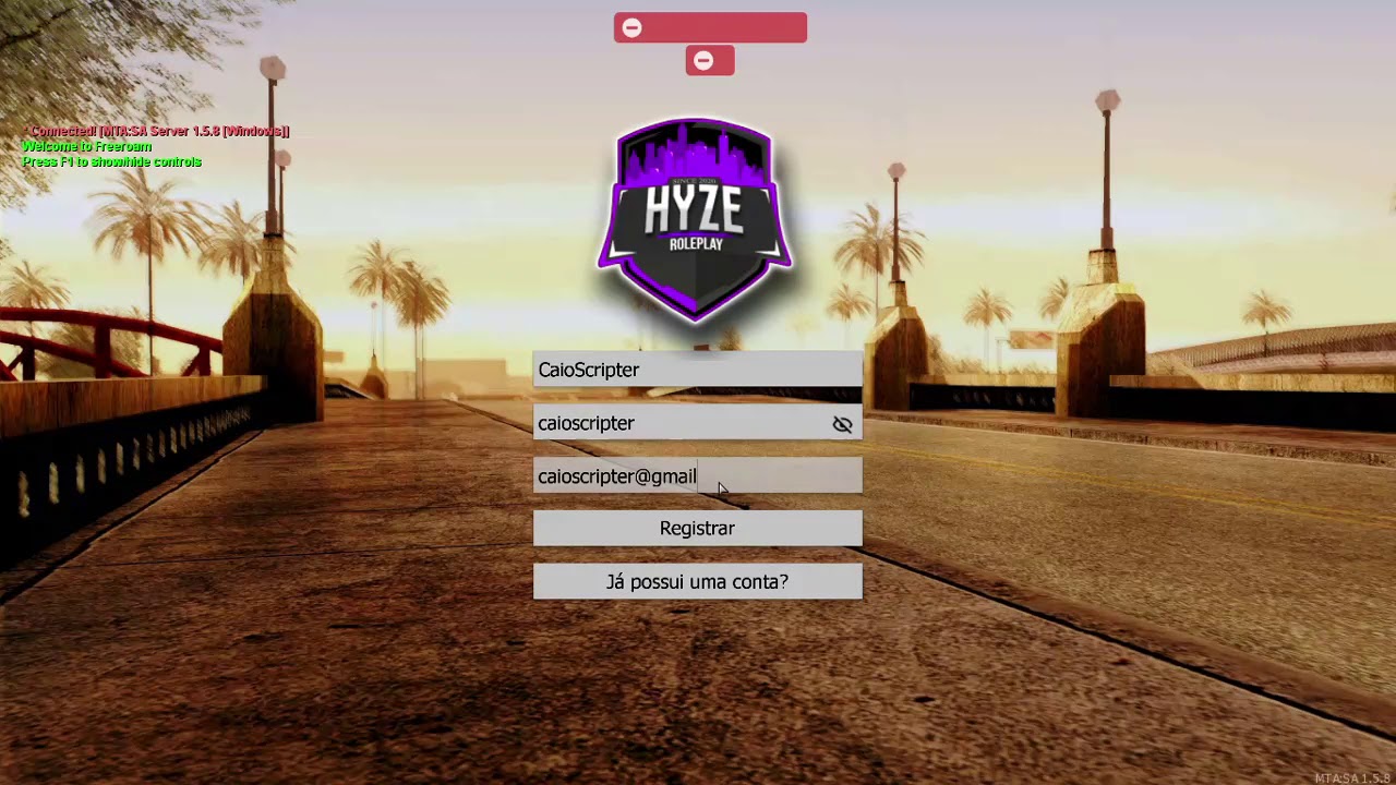 MTA:SA - Painel de Login (Encomenda) - YouTube