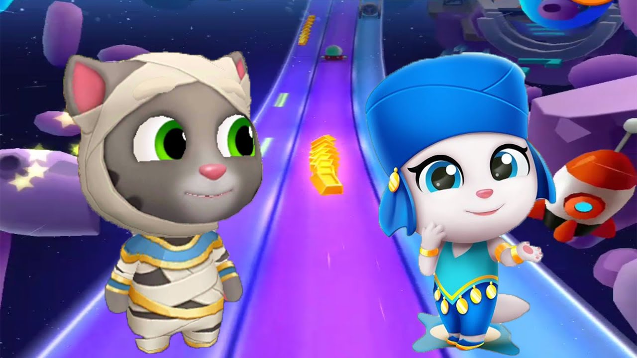 Talking Tom Gold Run Android Gameplay || Genie Angela VS Mummy Tom ...