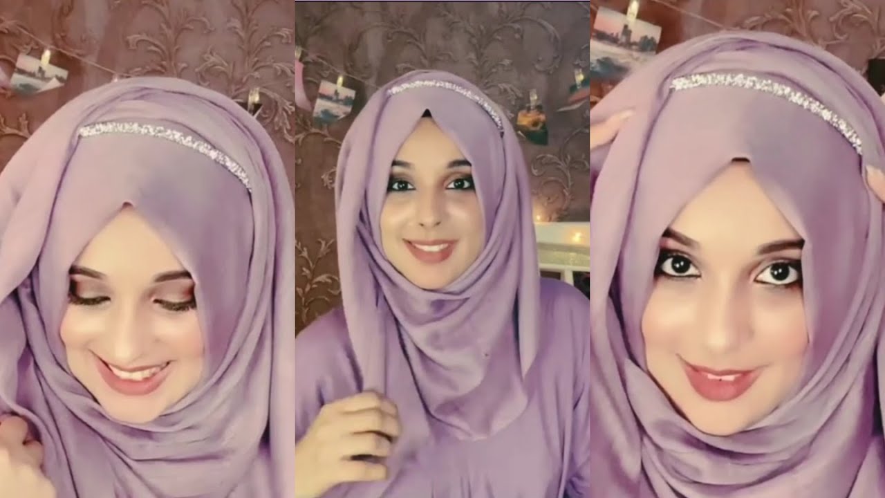 Hijab Tutorial with hair band - YouTube