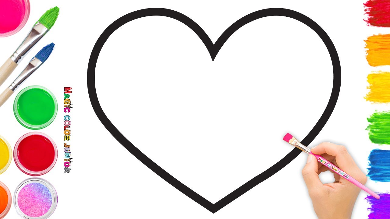 Drawing, Painting and Coloring a Colorful Heart | Step By Step - YouTube