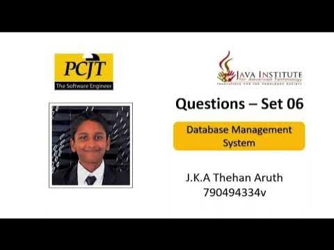 Question Set 06 | Database Management System | Java Institute | J.K.A ...