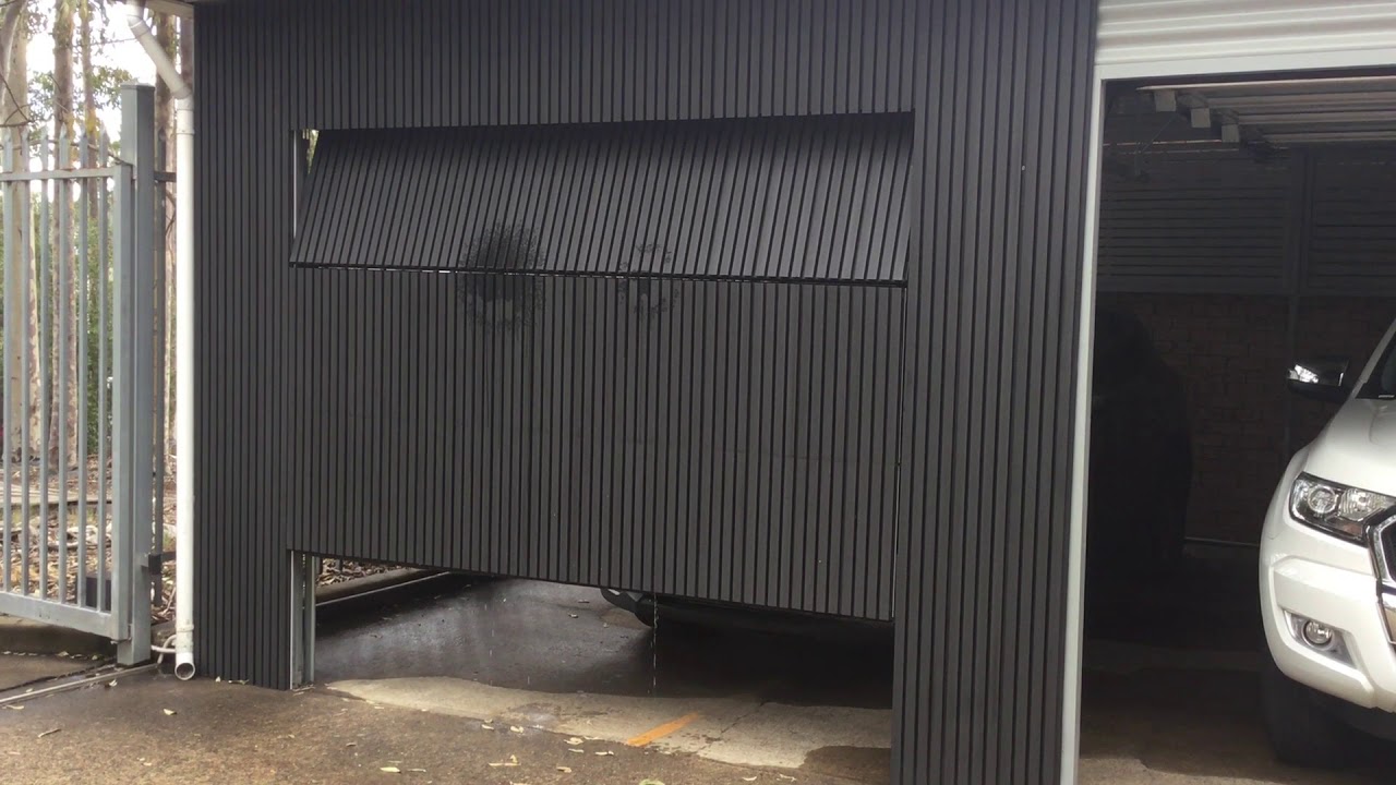Biowood Black Japan Castellated Flushed Mount Garage Door - YouTube