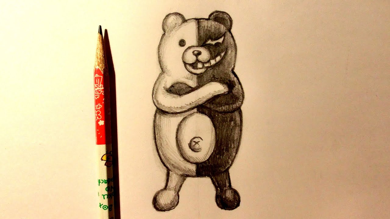 ASMR | Pencil Drawing 154 | Monokuma (Request) - YouTube