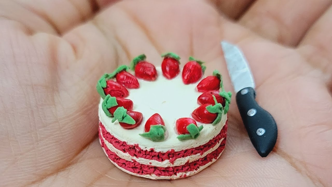 DIY How to make a Miniature Cake with Polymer Clay Cake Tutorial - YouTube