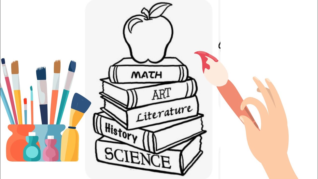 Books Drawing, How to draw a Books 📚 For kids - YouTube