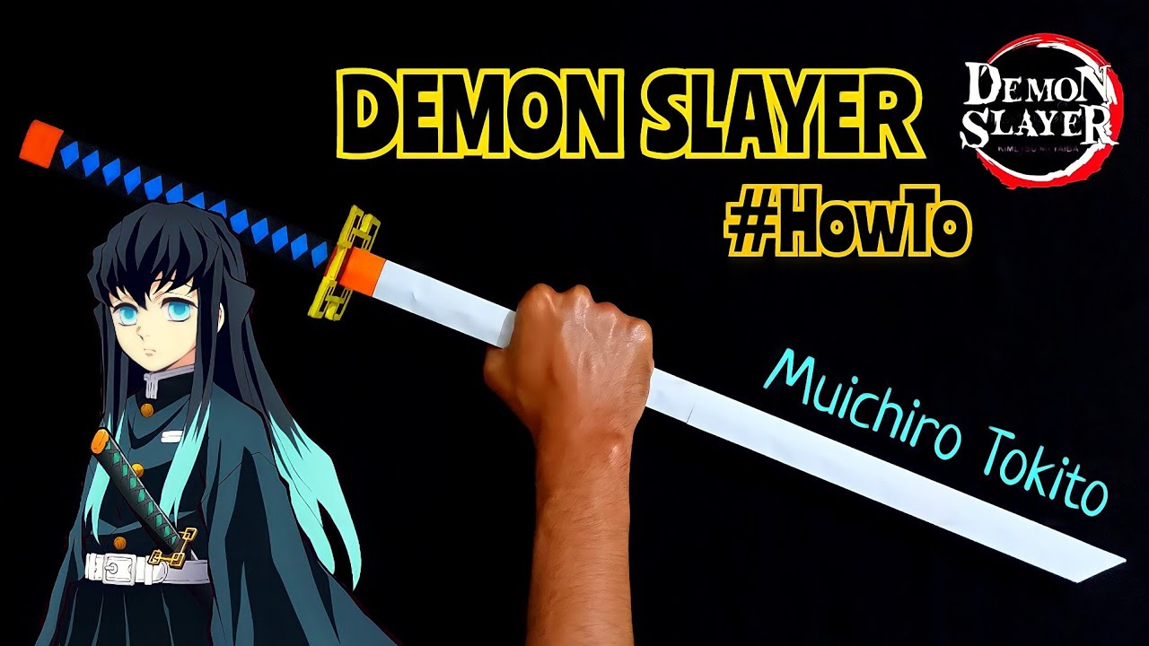 DIY: How To Make Muichiro's White Demon Slayer Sword. Easy Paper Katana ...