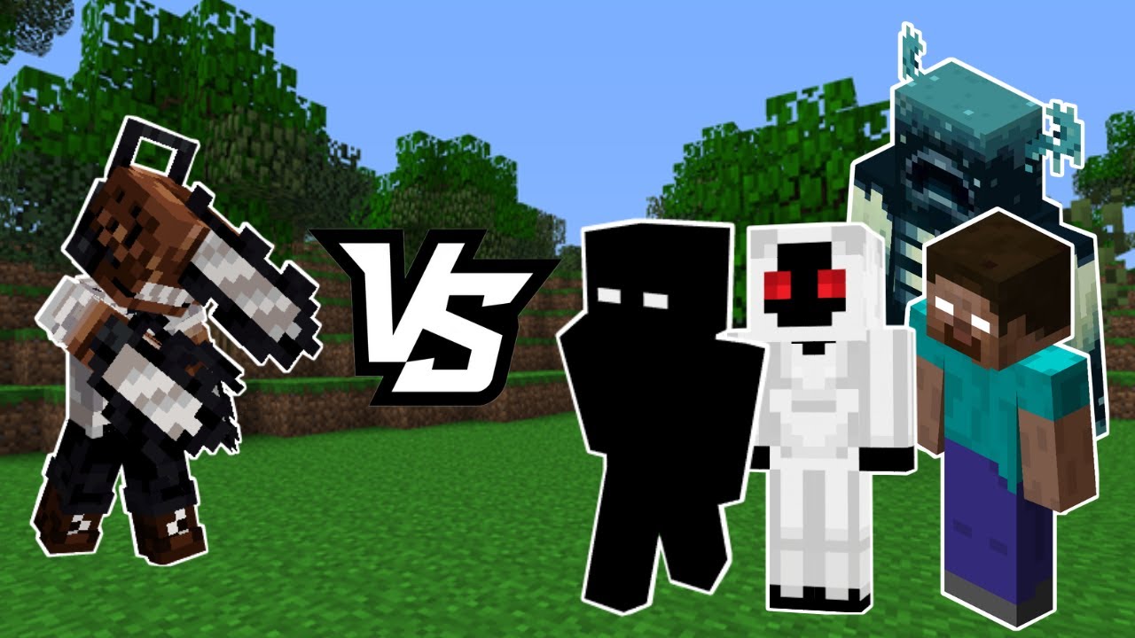 chainsaw man vs warden & entity mobs (null, entity 303, herobrine ...