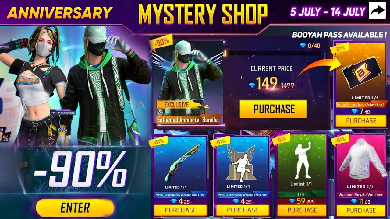 Mystery Shop free fire July 2023 | Free Fire Mystery Shop Event Date ...