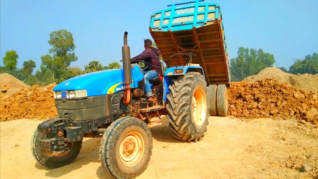 Newholland 55 full loaded sand loading fully tractortrolley best ...