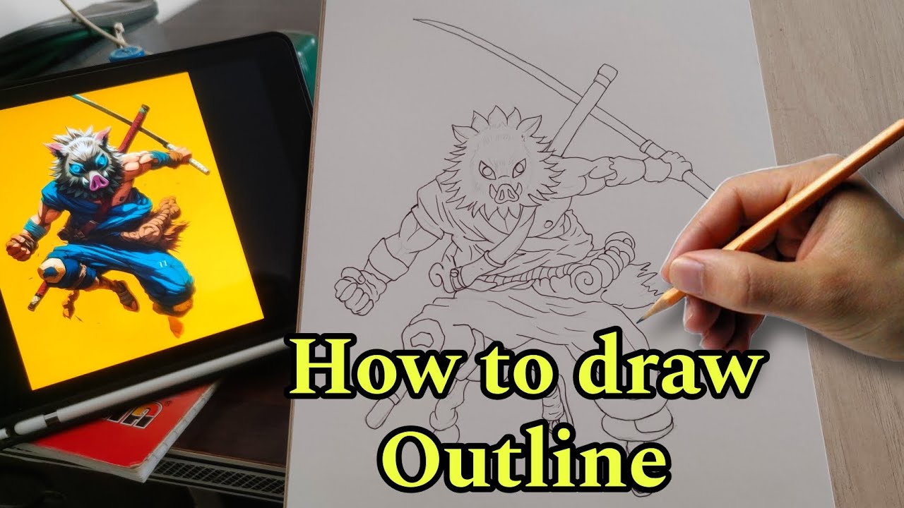 How to draw Inosuke Hashibira Outline Sketch | Demon Slayer Drawing ️🗡️ ...