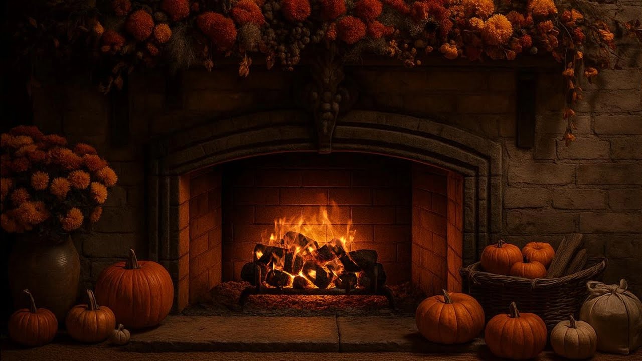 Autumn Fireplace Ambience – Cozy Fall Decor & Crackling Fire Sounds1 ...