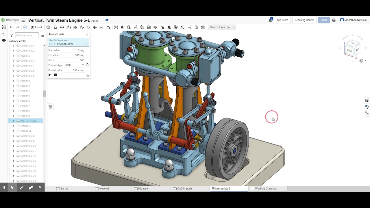 NOWICKI-Vertical Steam Engine PISTON ANIMATION - YouTube