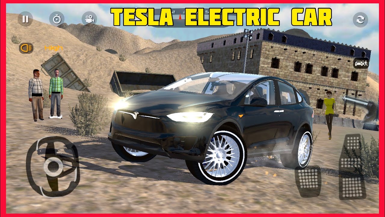 DRIVING TESLA E CAR | TESLA CAR SIMULATOR GAMES #22 | OFFROAD CAR ...