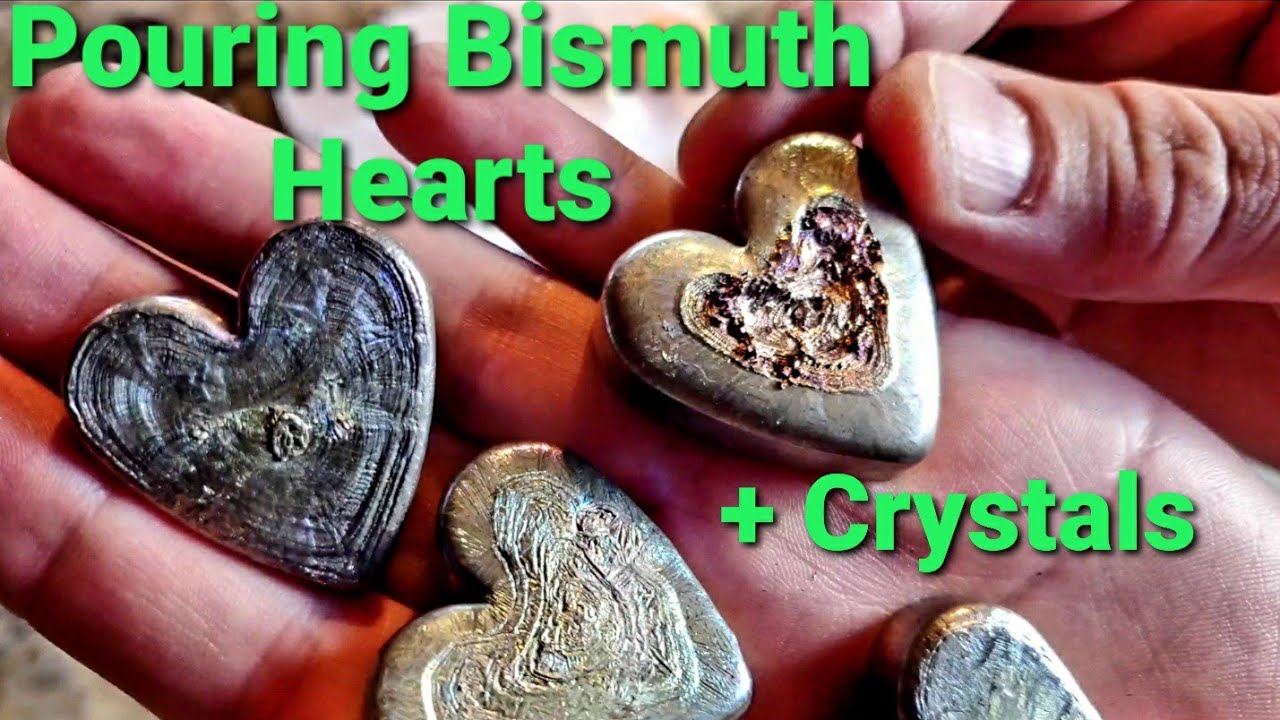 Pouring Bismuth Hearts and Crystals - YouTube