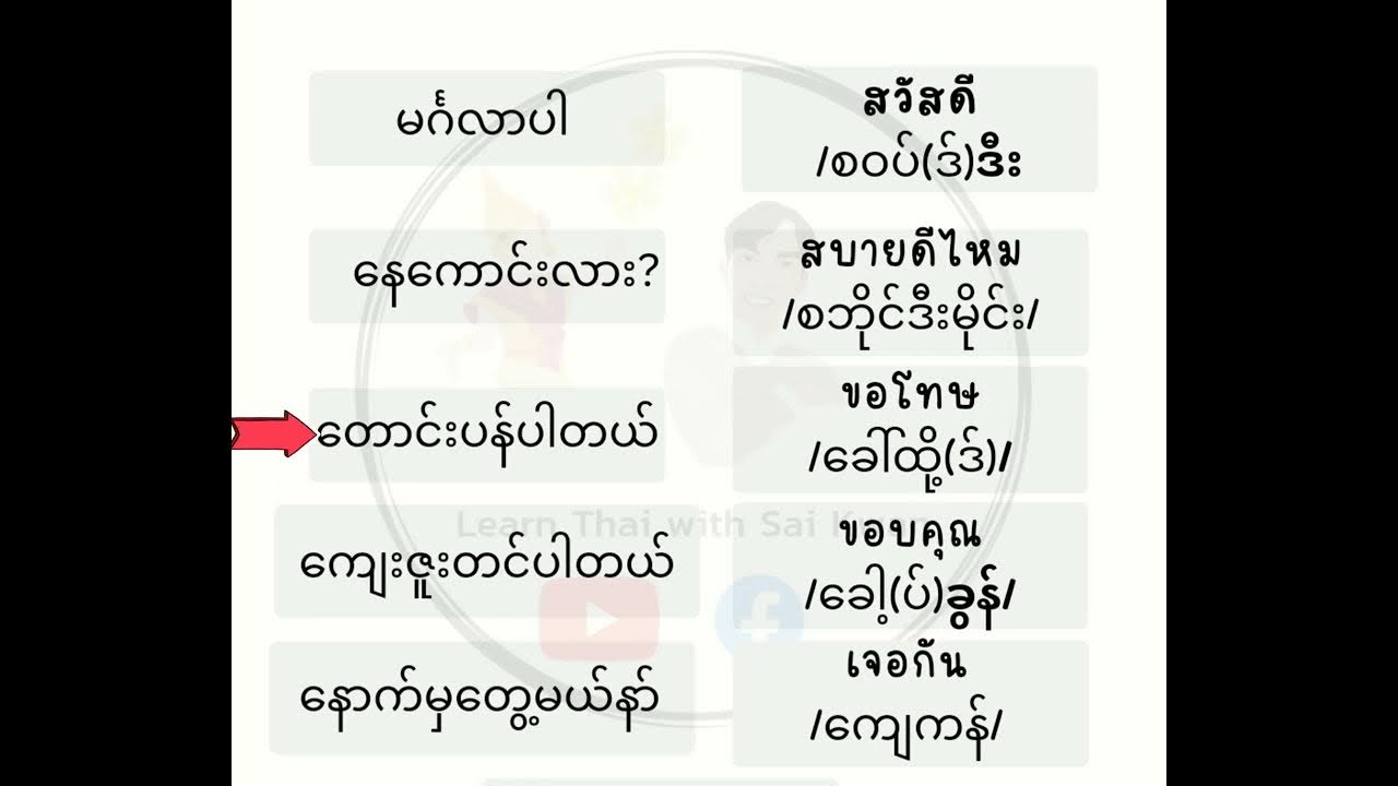 နေ့စဉ်သုံးစကားပြော 5ကြောင်း Learnthaiwithsaikwan ထိုင်းစကားပြော ထိုင