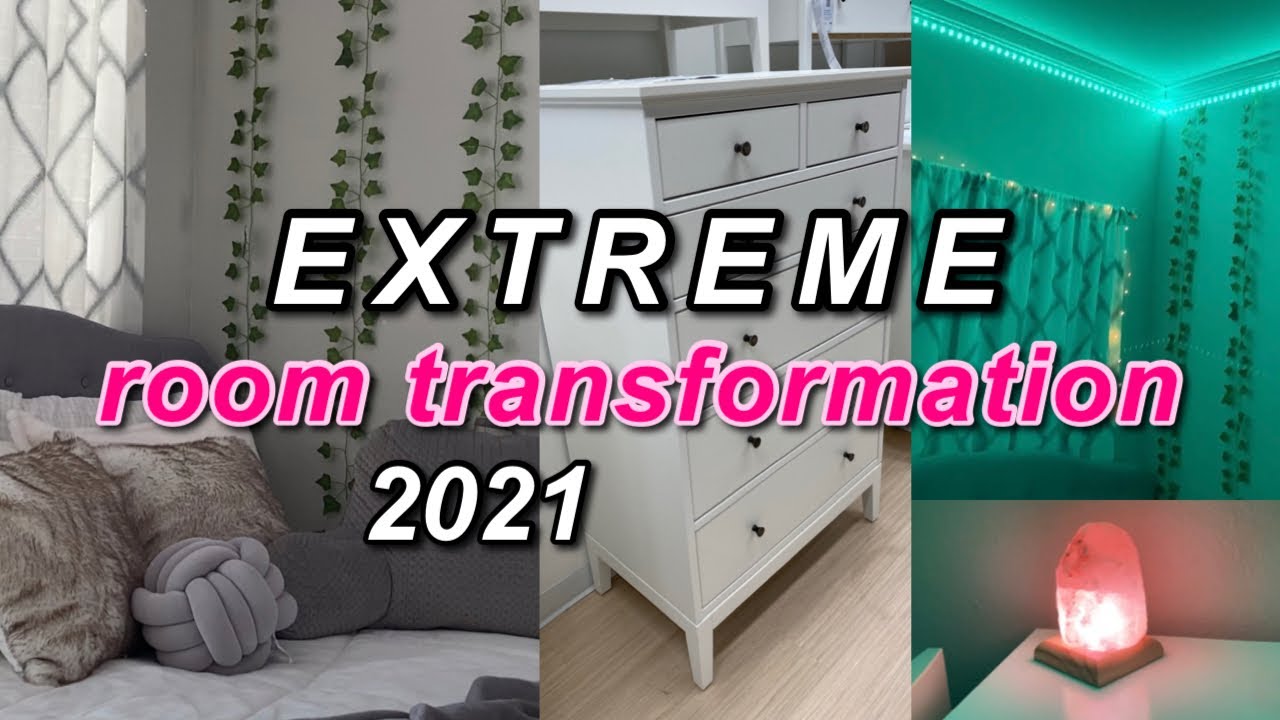 EXTREME room transformation makeover 2021 | new furniture, led lights ...