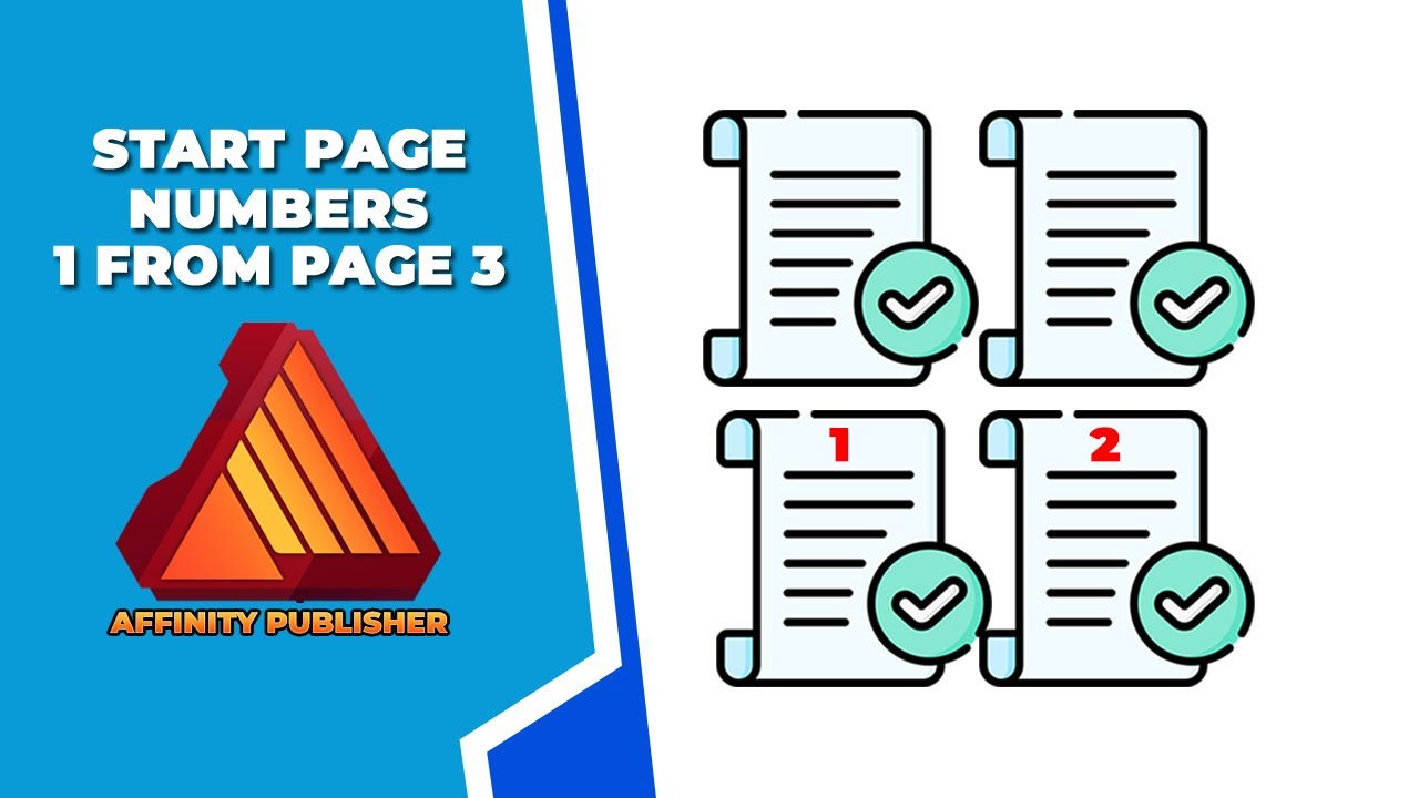 How to start page numbers 1 from page 3 in Affinity publisher - YouTube