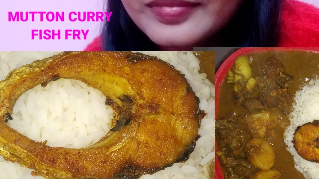 MUTTON CURRY FISH FRY AND RICE EATING SHOW. MUTTON FAT CURRY NEW YEAR ...