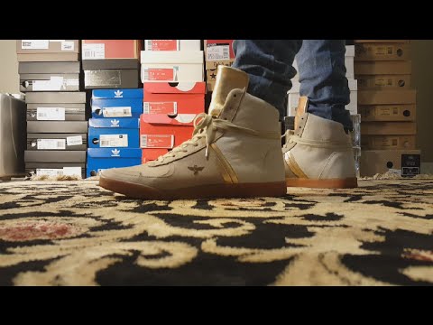 Creative Recreation Milano Hi Premium in Foam/Sandpiper/Gold (ON FEET)