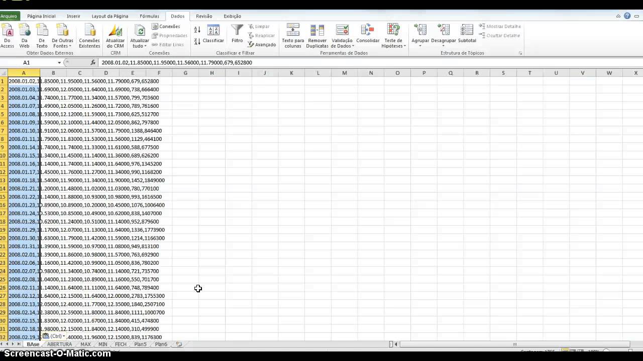 Histórico em excel de um ativo do METATRADER5 - YouTube