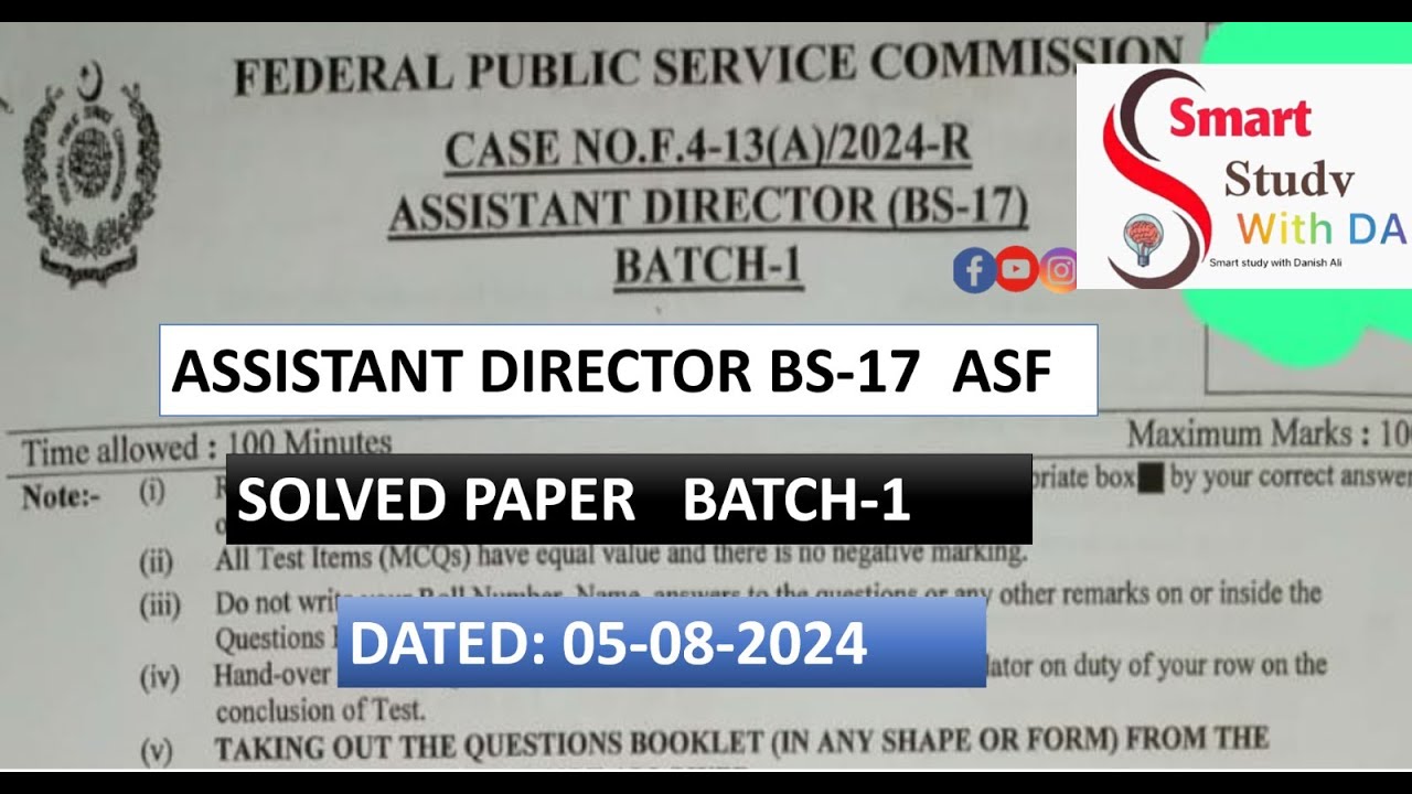Todays Solved Paper AD ASF Batch-1 | 5-8-24| English MCQS notes #asf # ...