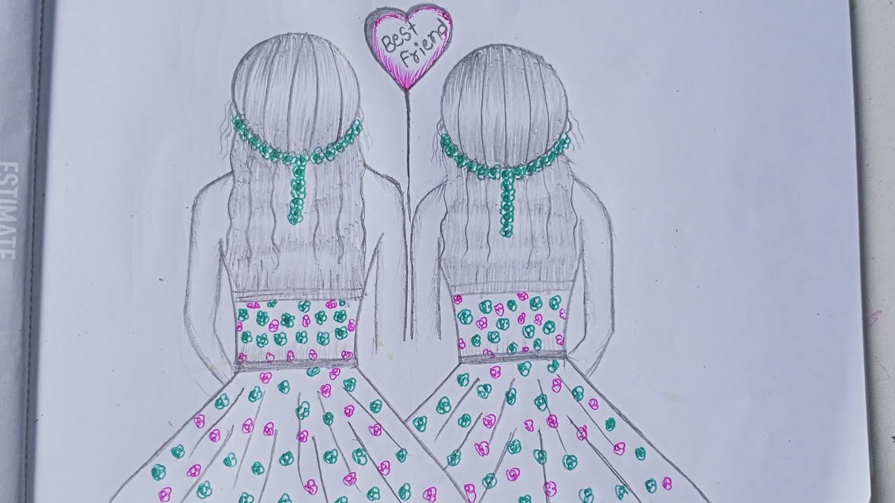 #Bestfriend_Day International Best friend day drawing for kids step by ...