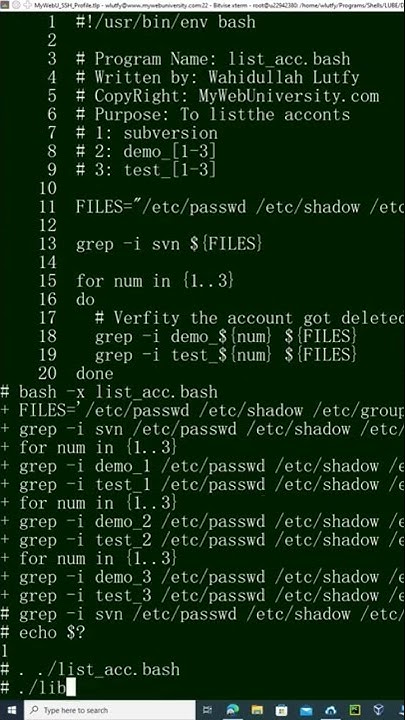 Linux running a Shell script in debug mode ‘bash -x’ examples. - YouTube