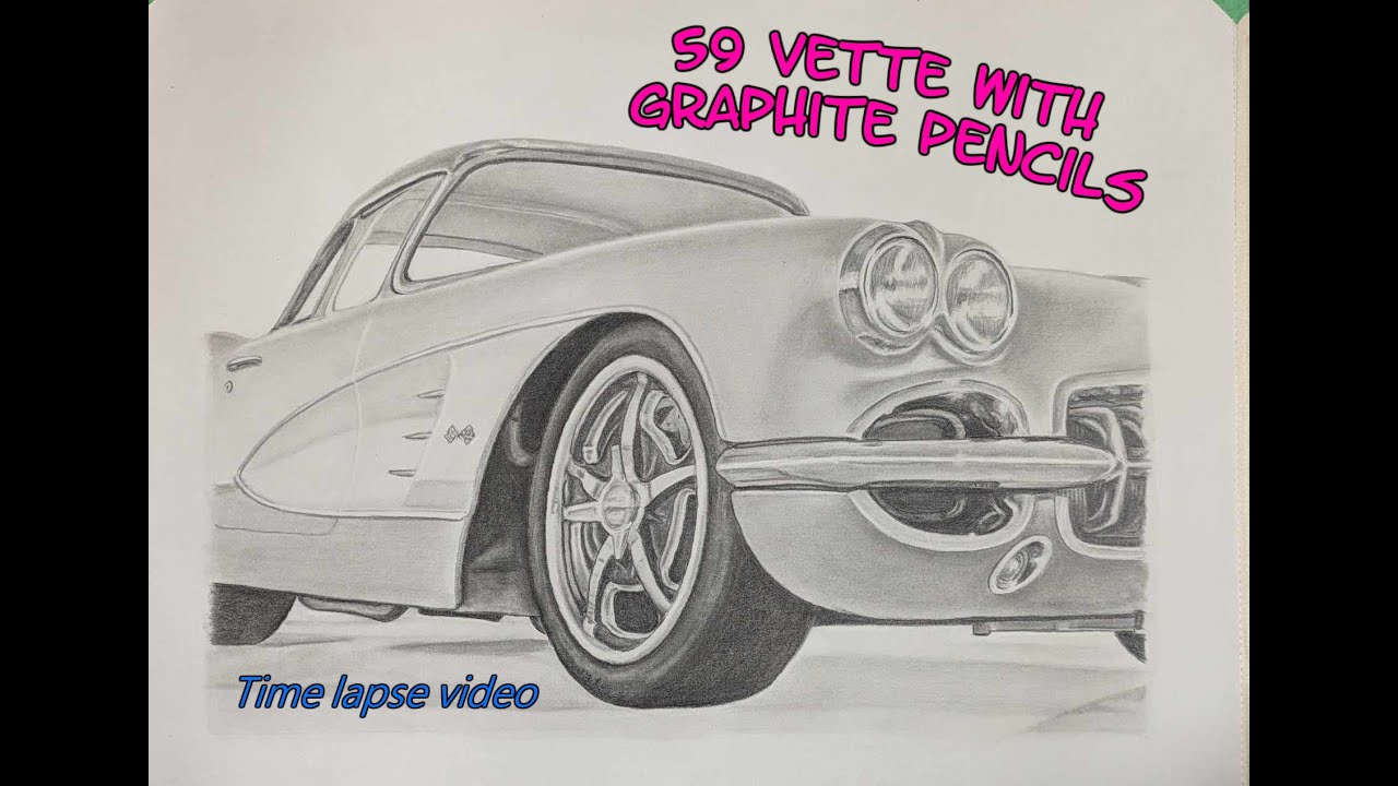 59 Vette drawing using graphite pencils. Time lapse video - YouTube
